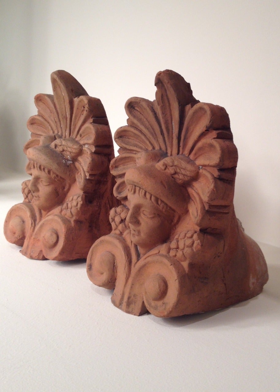 Athenian Terracotta Pair of Antefixes For Sale at 1stDibs
