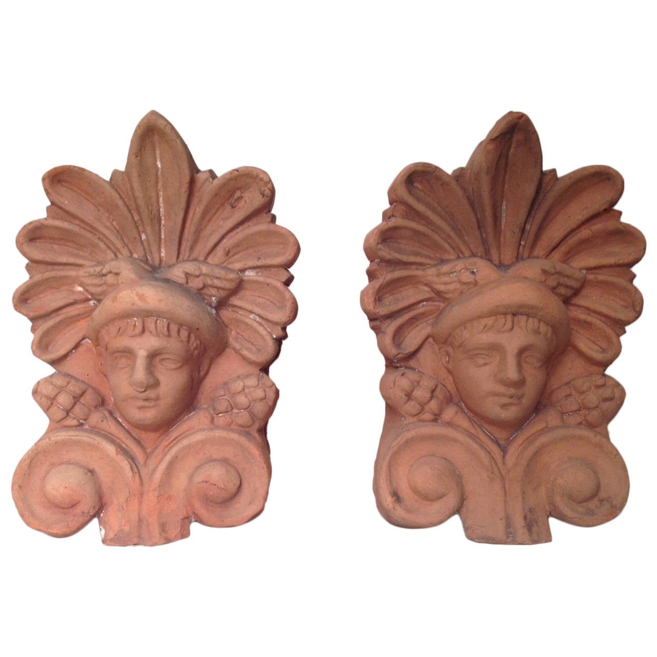 Athenian Terracotta Pair of Antefixes For Sale at 1stDibs
