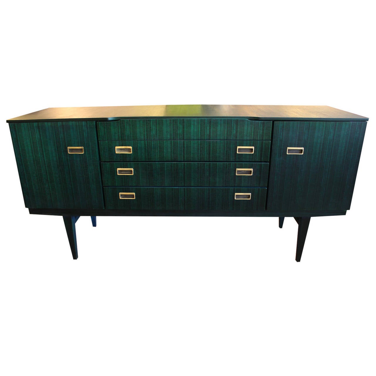 Luxe Teal Dyed Sideboard with Brass Handles at 1stDibs