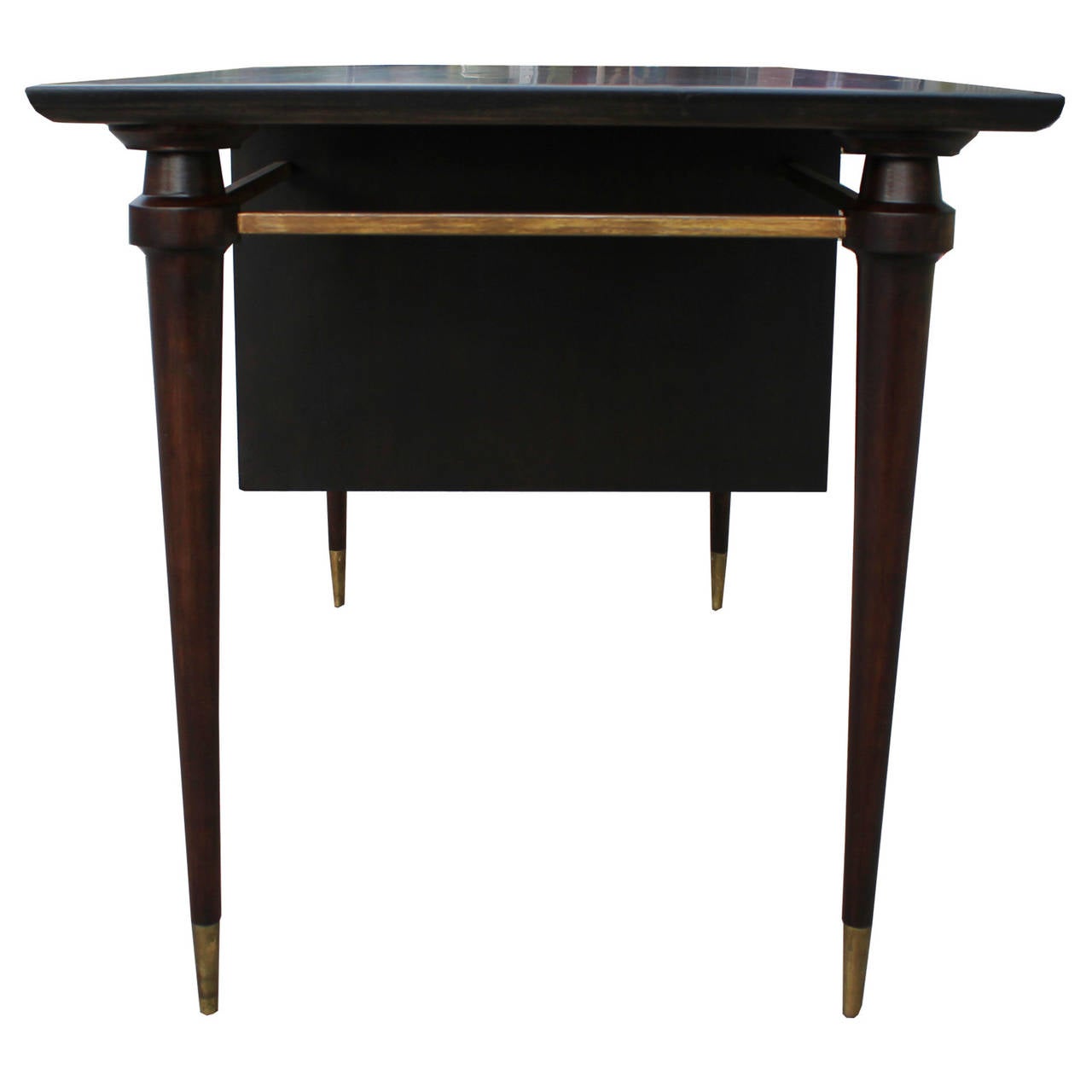 Two-Tone Finished Brass Handle Desk at 1stDibs