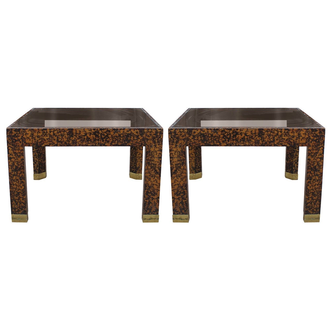 Faux Tortoise Shell Henredon Tables with Brass Feet at 1stDibs ...