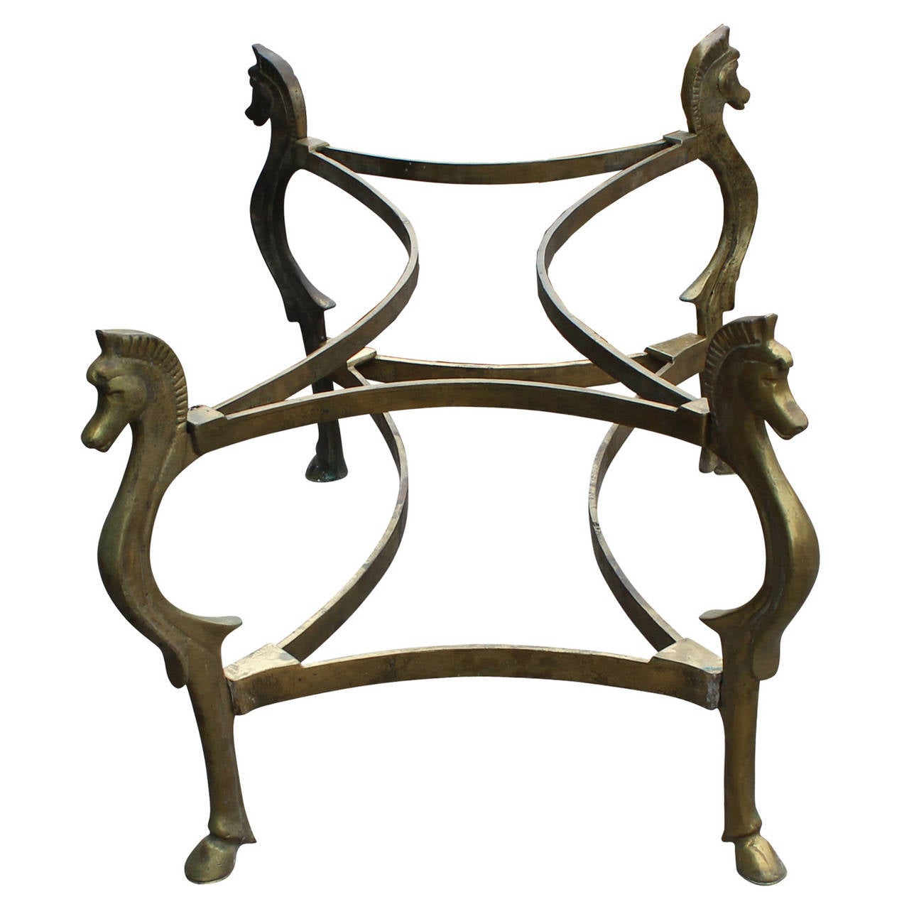 Hollywood Regency Brass Cocktail Table Base with Horse Motif at 1stDibs
