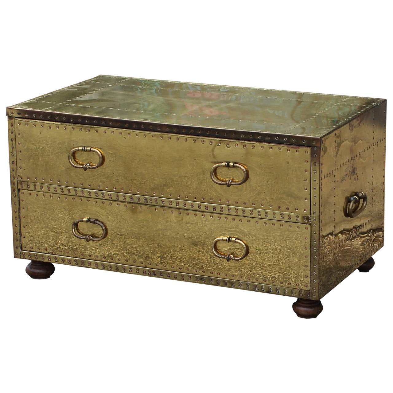 Sarreid Small Studded Brass Chest at 1stDibs