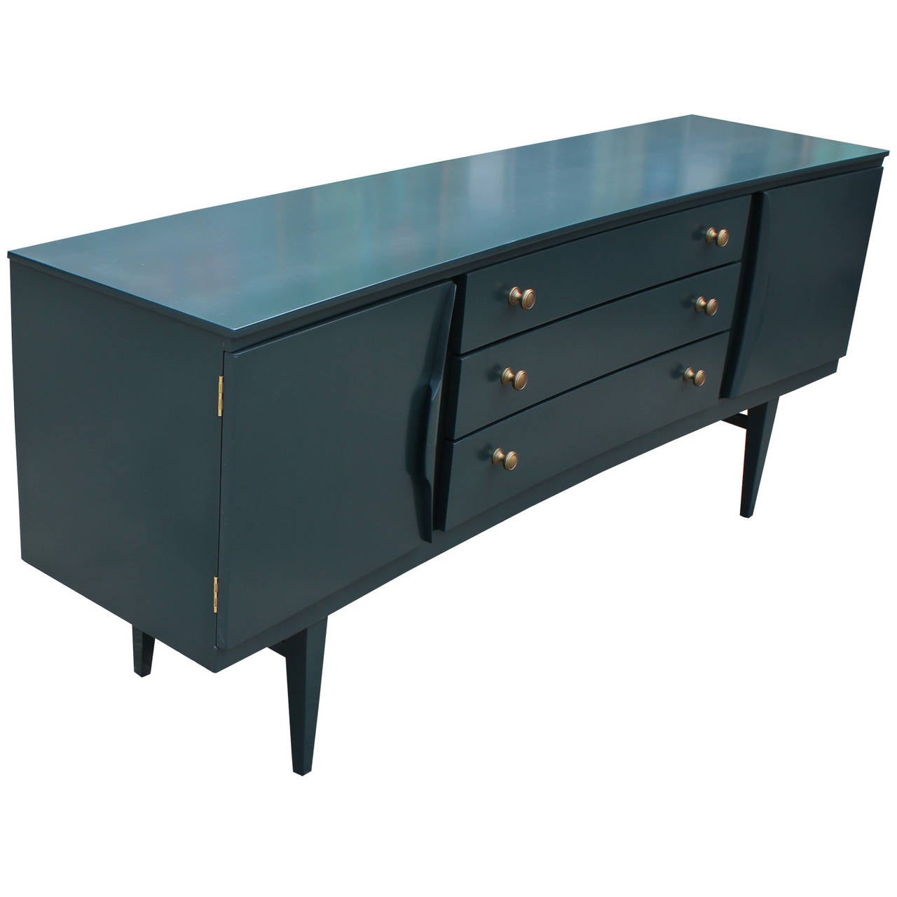 Exquisite Deep Green Lacquered Curved Sideboard at 1stDibs