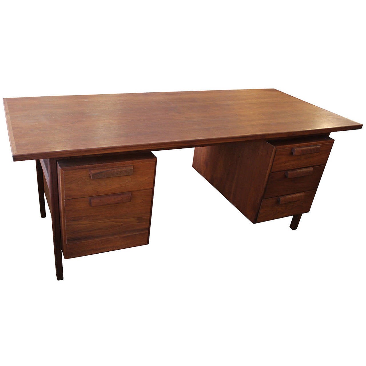 Splendid Walnut Executive Desk by Jens Risom at 1stDibs