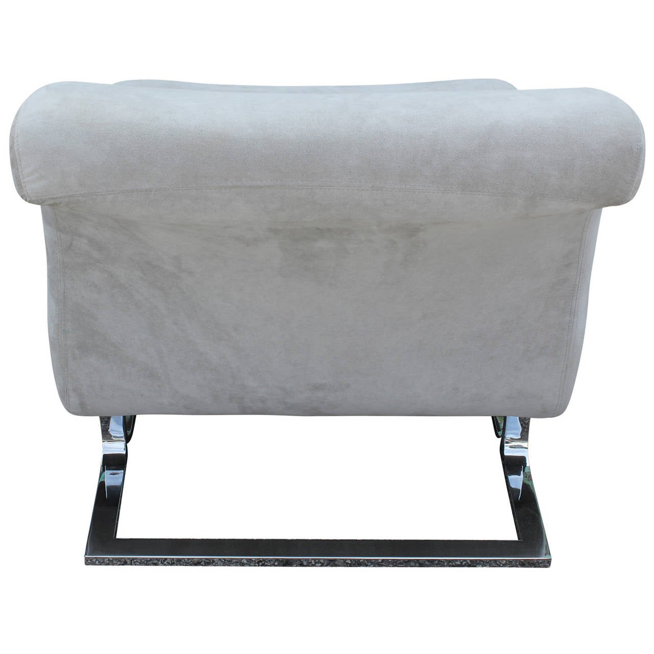 Elegant Chrome and Grey Suede Cantilevered Lounge Chairs Saporiti Style ...