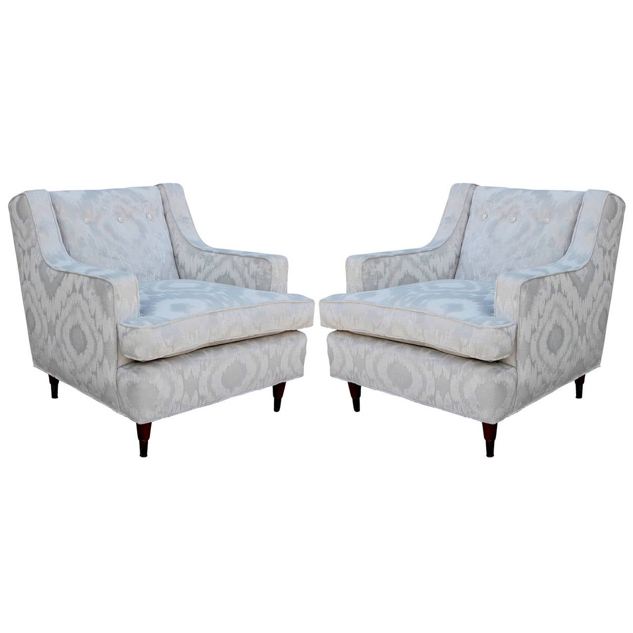 Elegant Pair of Grey Velvet Lounge Chairs at 1stDibs