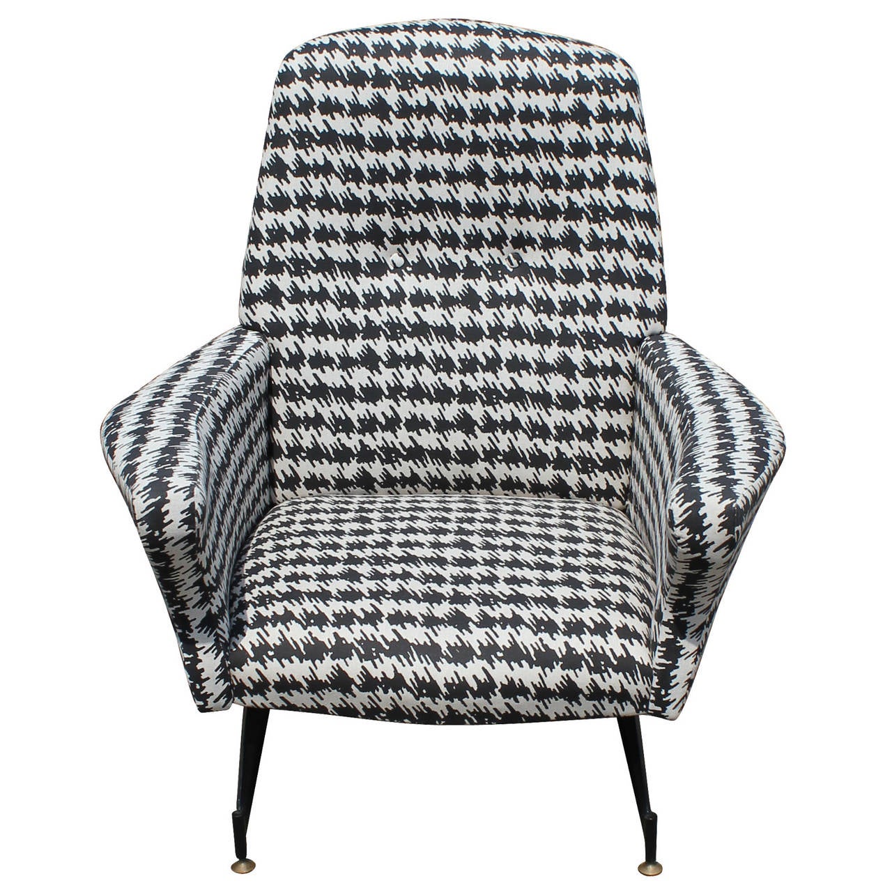 Modern Pair of Small-Scale Italian Lounge Chairs in Houndstooth at 1stDibs