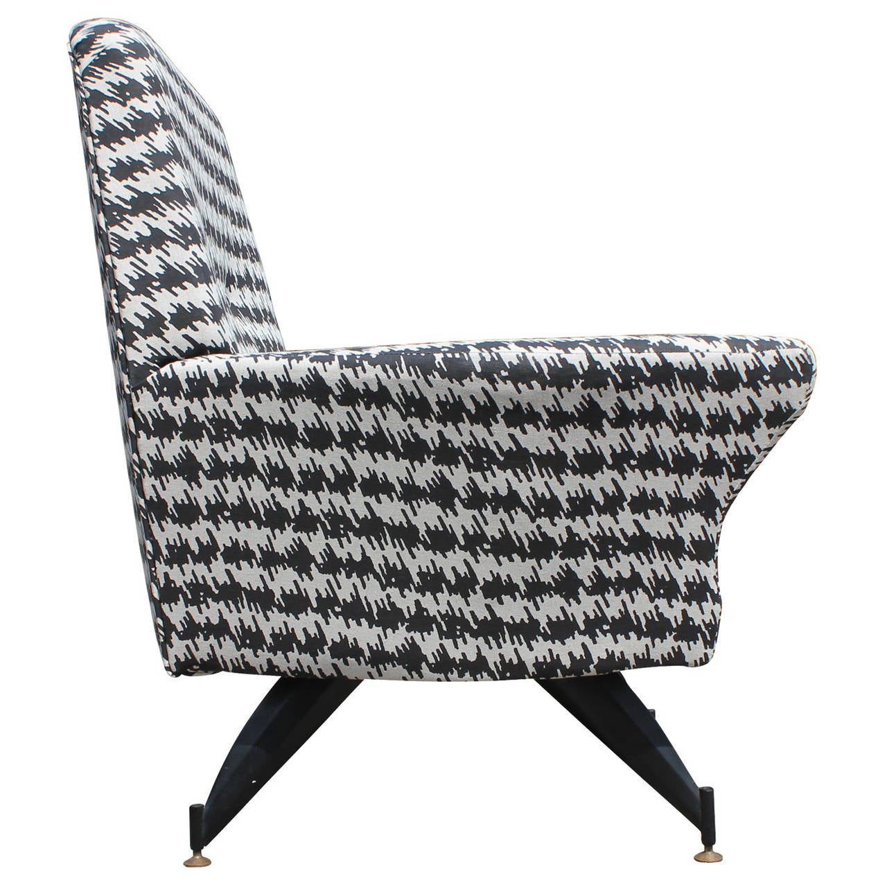 Modern Pair of Small-Scale Italian Lounge Chairs in Houndstooth at 1stDibs
