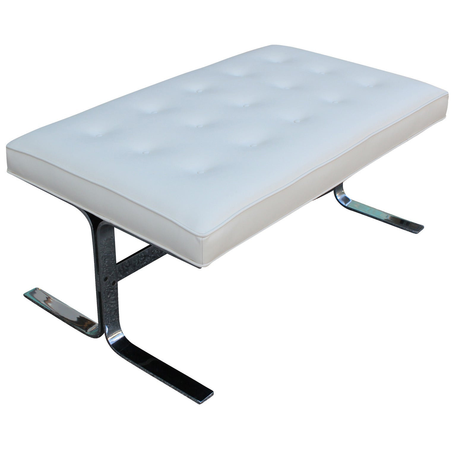Sleek Chrome and White Spinneybeck Leather Bench at 1stDibs