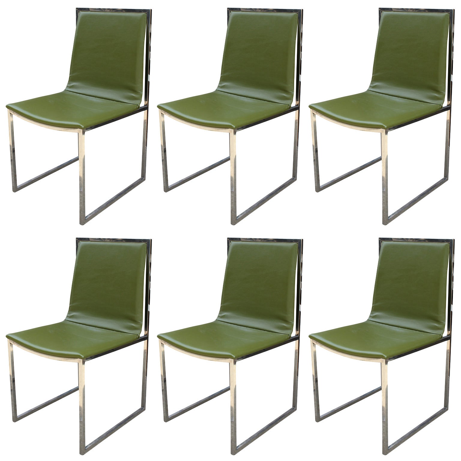 Striking Set of Six Chrome Frame Dining Chairs at 1stDibs