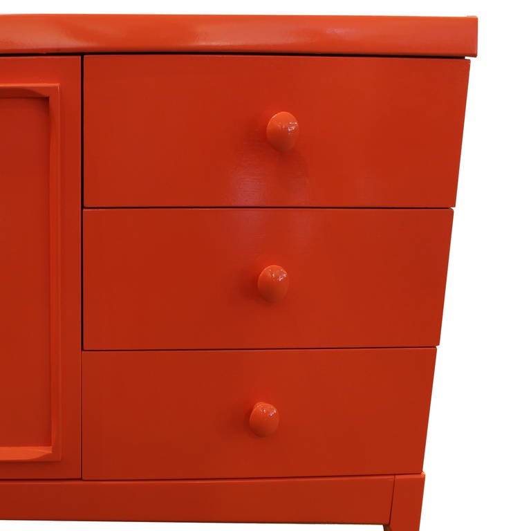 Modern Sideboard or Credenza in Orange Lacquer at 1stDibs