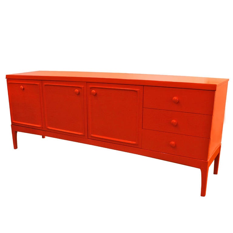 Modern Sideboard or Credenza in Orange Lacquer at 1stDibs