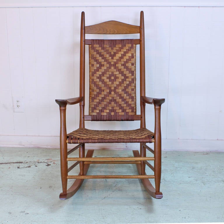 Superb Danish Style Custom Rocking Chair with Woven Seat at 1stDibs ...