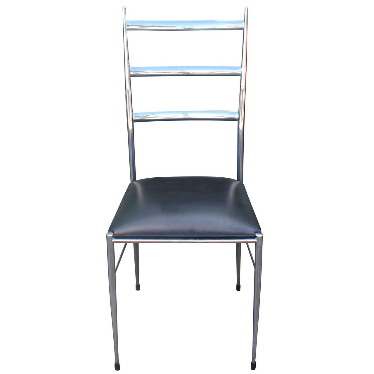 Set of Four Modern Chrome Ladder, Back Dining Chairs in the Style of ...