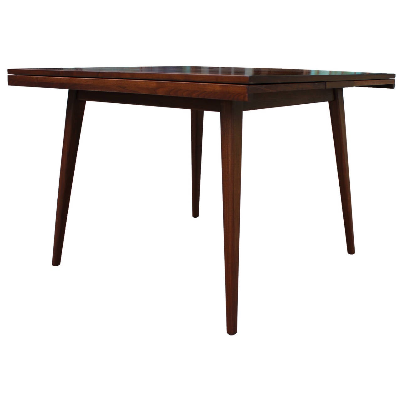 Jens Risom Style Extendable Walnut Square Table at 1stDibs