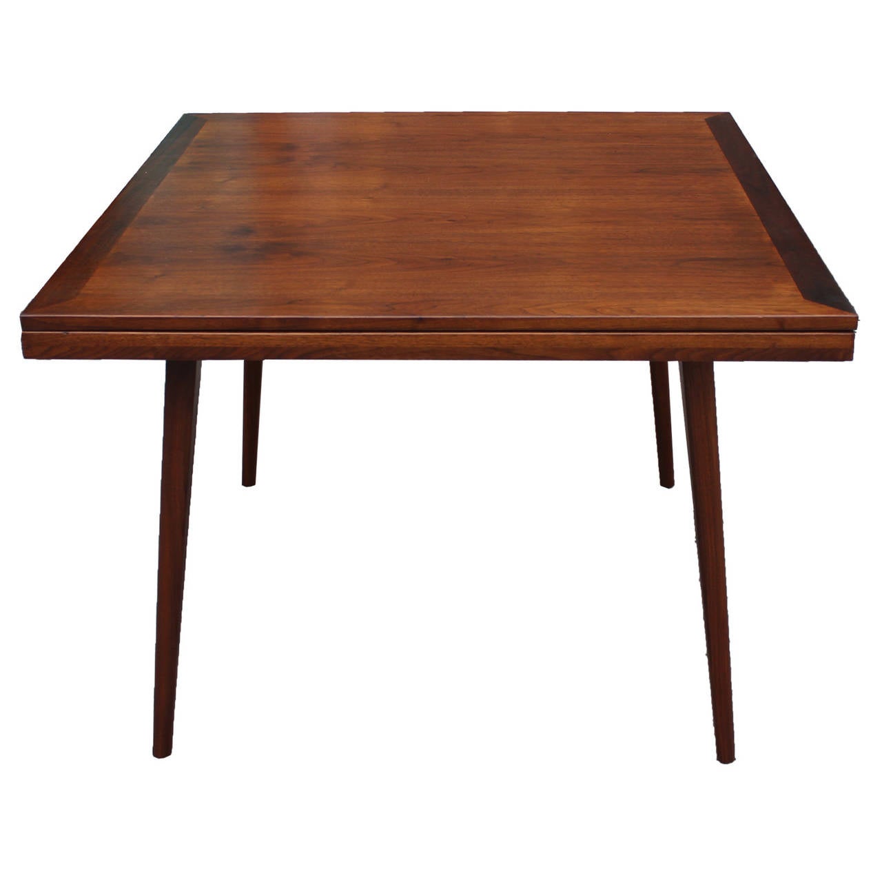 Jens Risom Style Extendable Walnut Square Table at 1stDibs