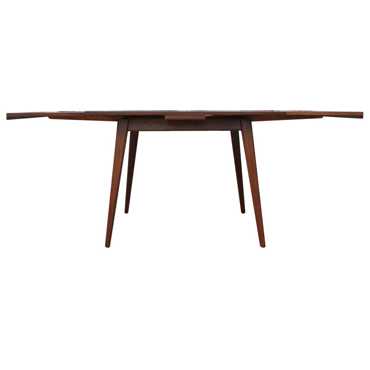 Jens Risom Style Extendable Walnut Square Table at 1stDibs