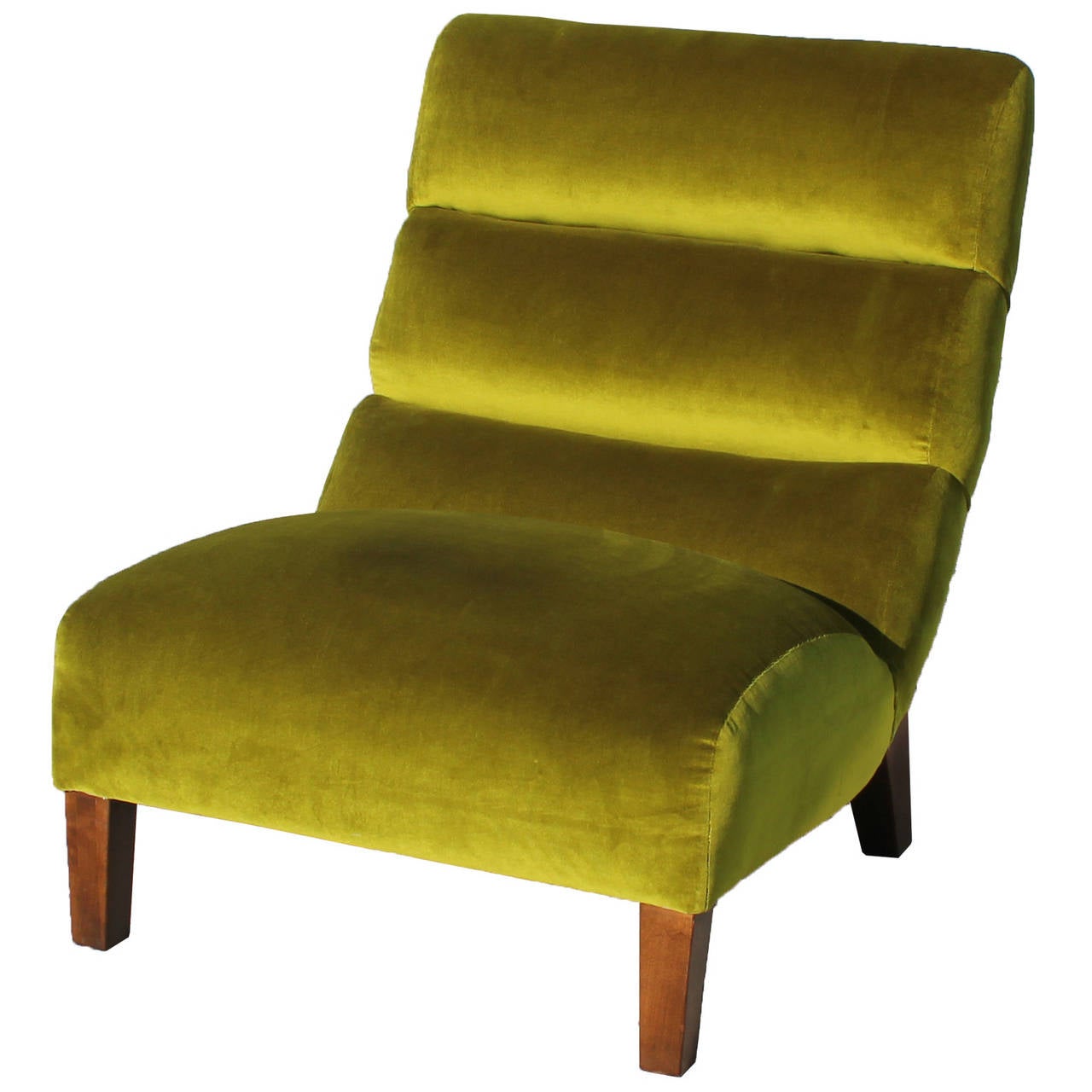 Large Luxe Green Velvet Scoop Slipper Chair at 1stDibs | green velvet ...