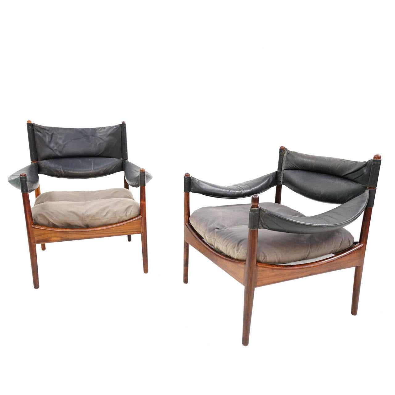 Rosewood and Leather His and Hers Modus Chairs by Christian Solmer ...