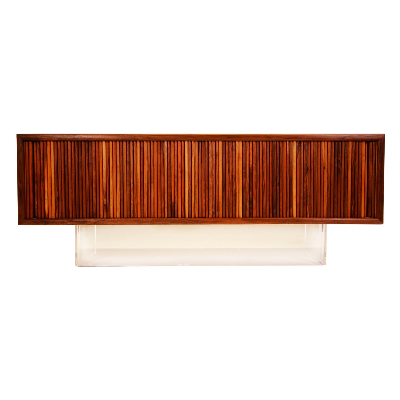 Custom Tambour Door Credenza Floating on Lucite Base by Loft Thirteen ...