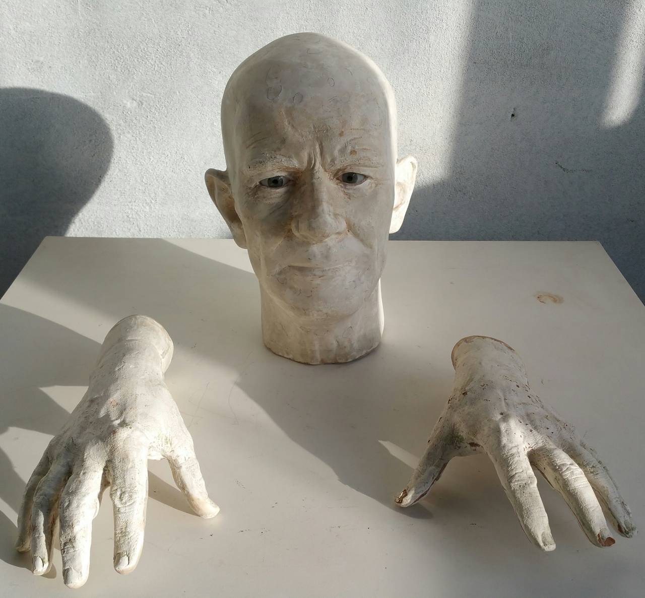 Surrealist Sculpture, , "Head and Hands"..Glass Eyes For Sale at ...