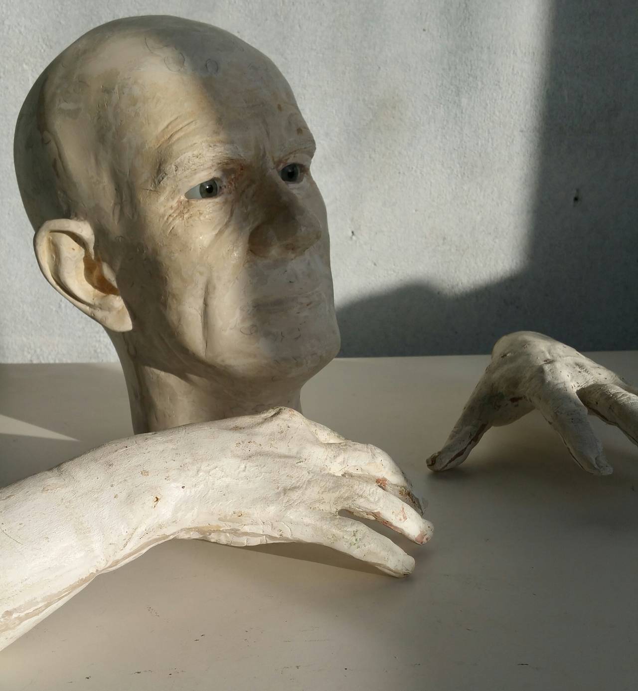 Surrealist Sculpture, , "Head and Hands"..Glass Eyes For Sale at ...