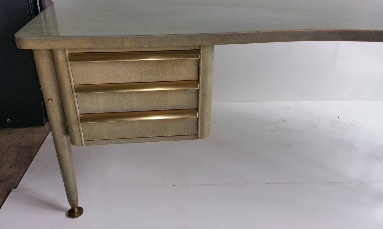 Rare Lime Green Cursed Oak Curved Executive Desk by Stow Davis at ...