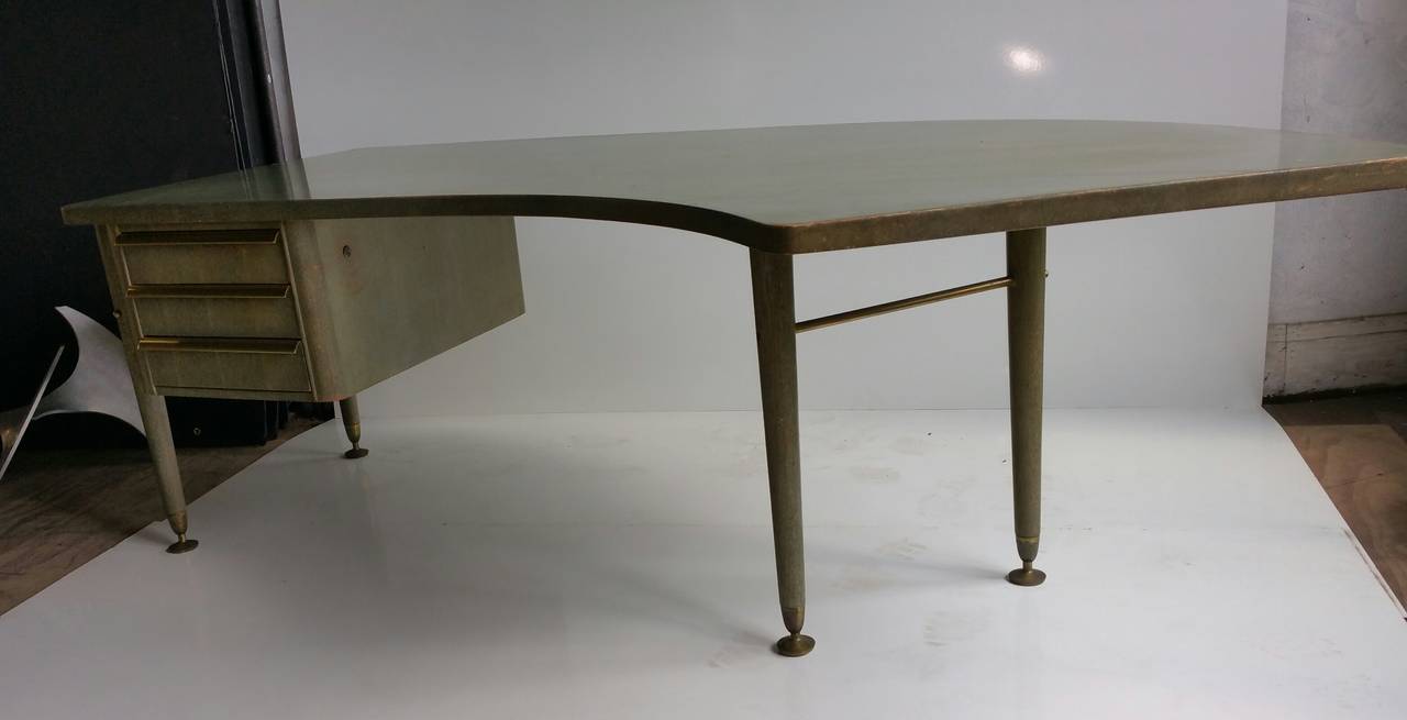 Rare Lime Green Cursed Oak Curved Executive Desk by Stow Davis at ...