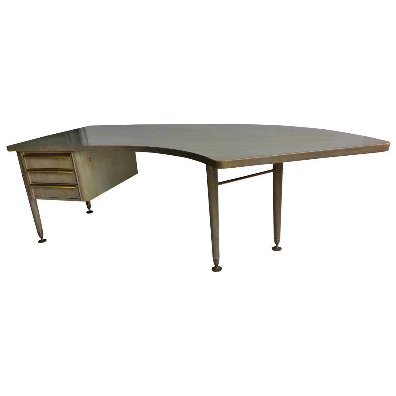 Rare Lime Green Cursed Oak Curved Executive Desk by Stow Davis at ...