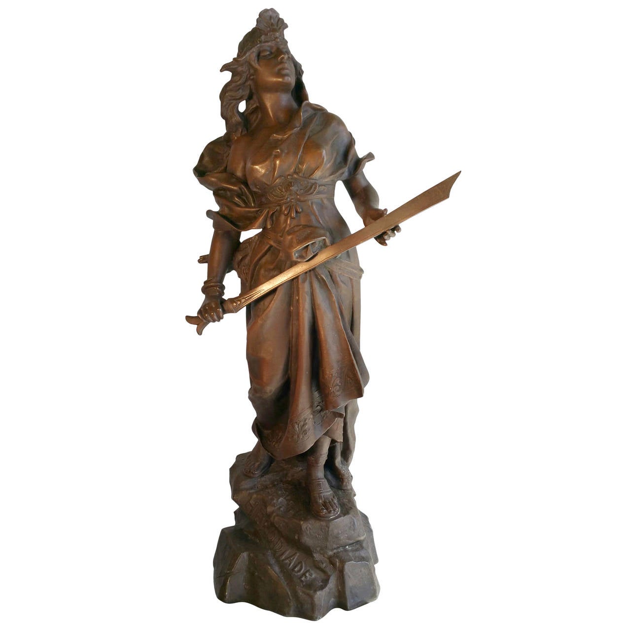 Monumental Bronzed Spelter Art Nouveau "Herodiade Warrior Princess" For ...