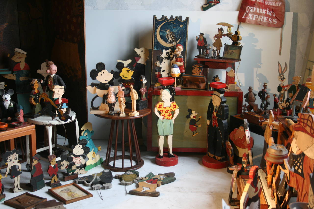 Rare Cartoon Folk Art Collection, over 100 Pieces For Sale at 1stDibs