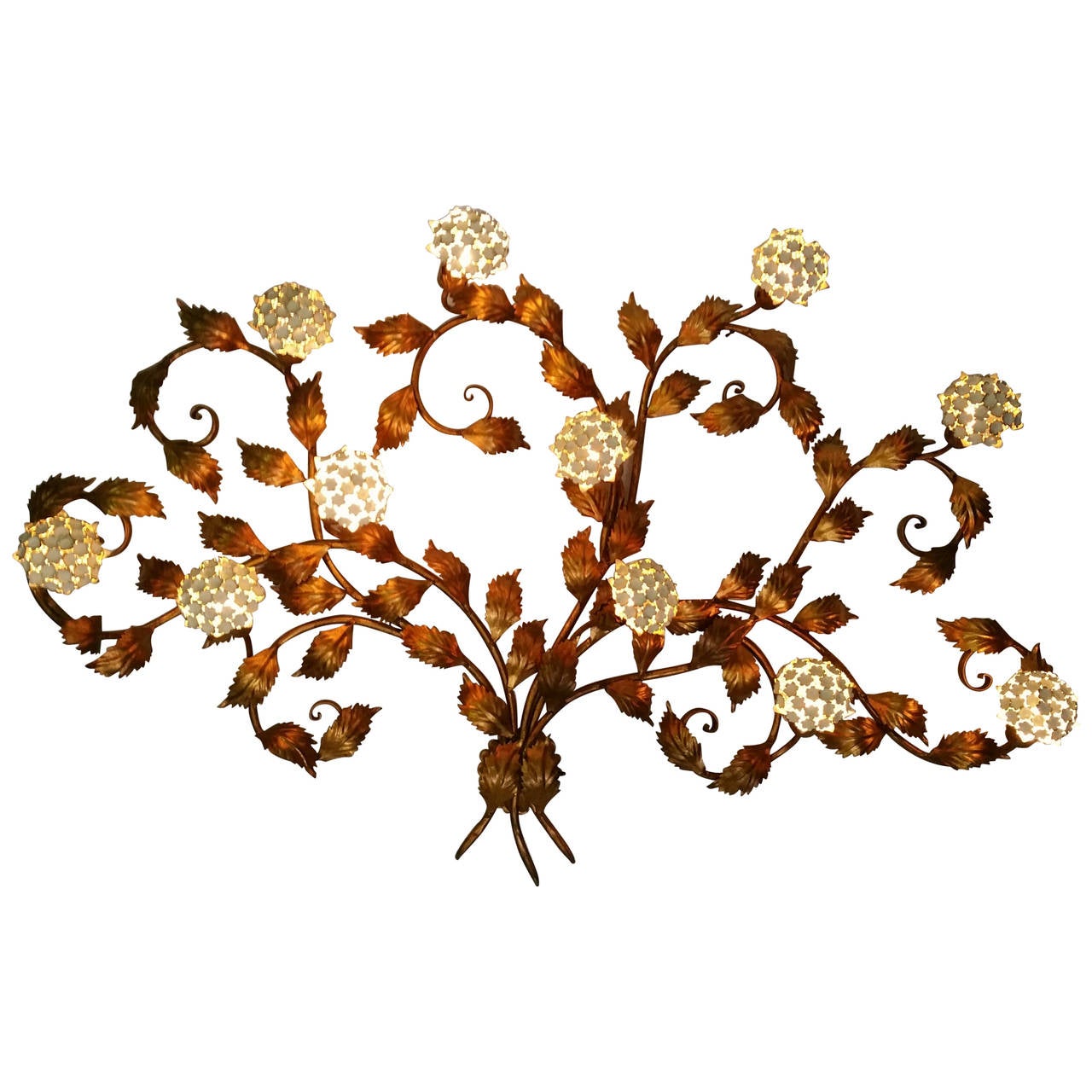 Monumental Italian Tole Gilt Iron Hydrangea Wall Sconce at 1stDibs ...
