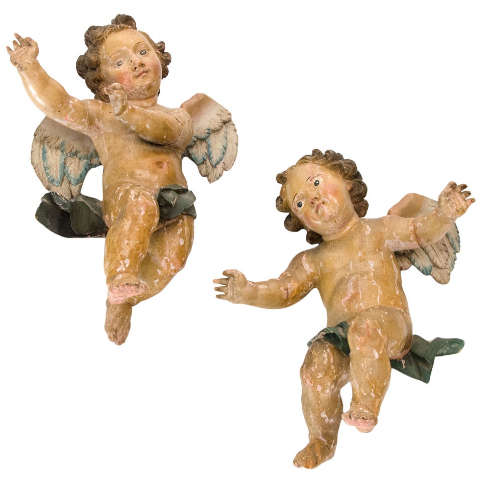 18th Century Italian Carved Wood Angels or Putti at 1stDibs