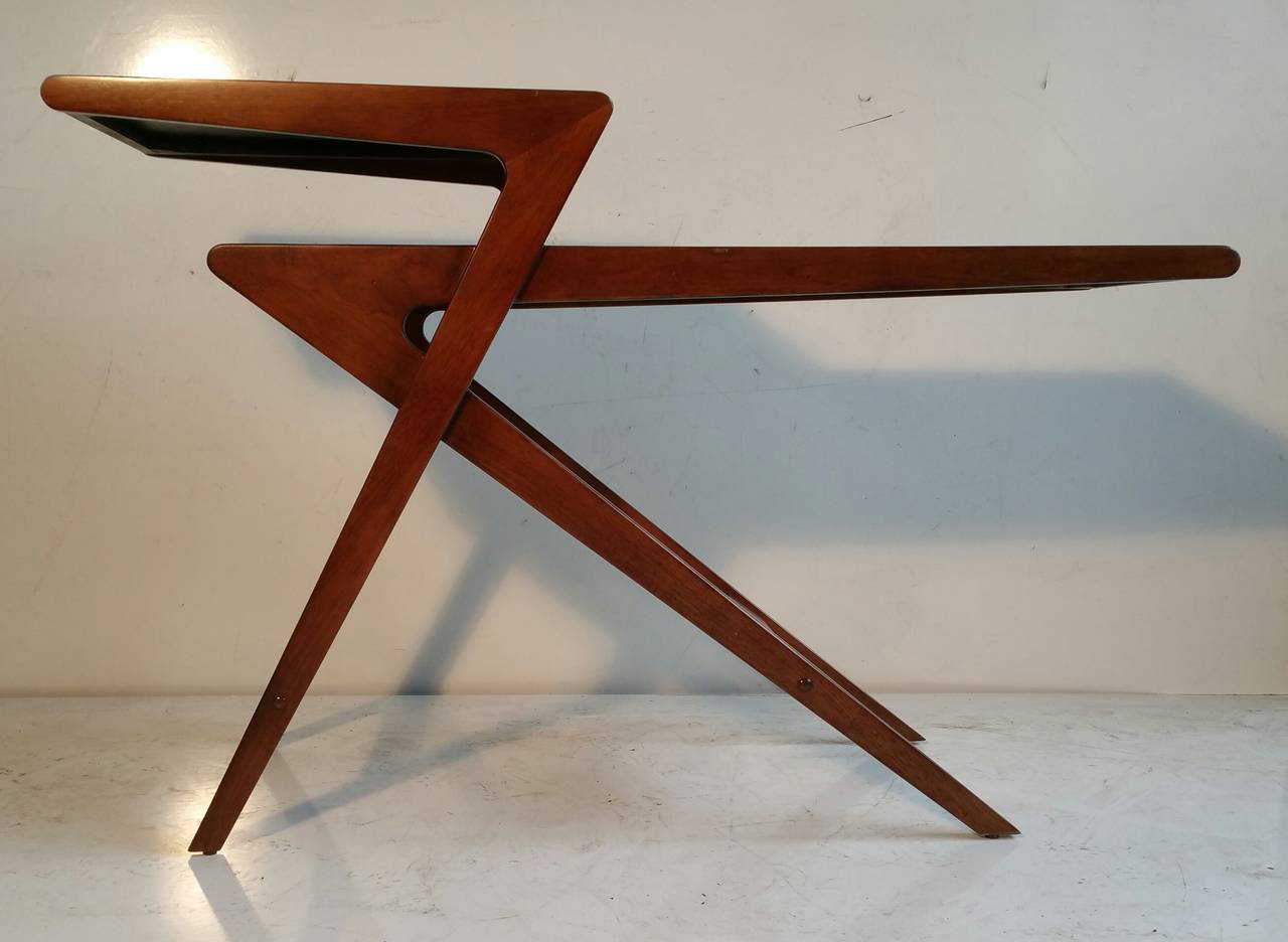 Modernist Kagan-Esque Two-Tier Console Table at 1stDibs