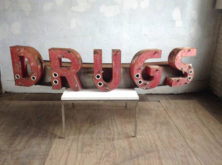 Monumental, Neon "Drugs" Store Sign at 1stDibs