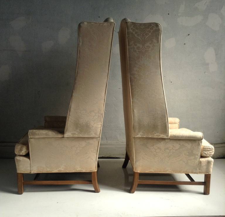 Monumental Oversized Stylized Wing Chairs Tall "Paris Decorators" For ...