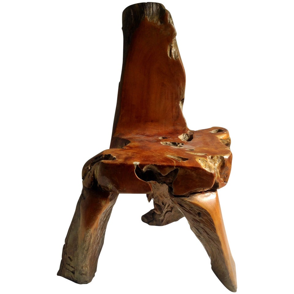 Exceptional Modernist Organic Burl Wood Chair For Sale at 1stDibs