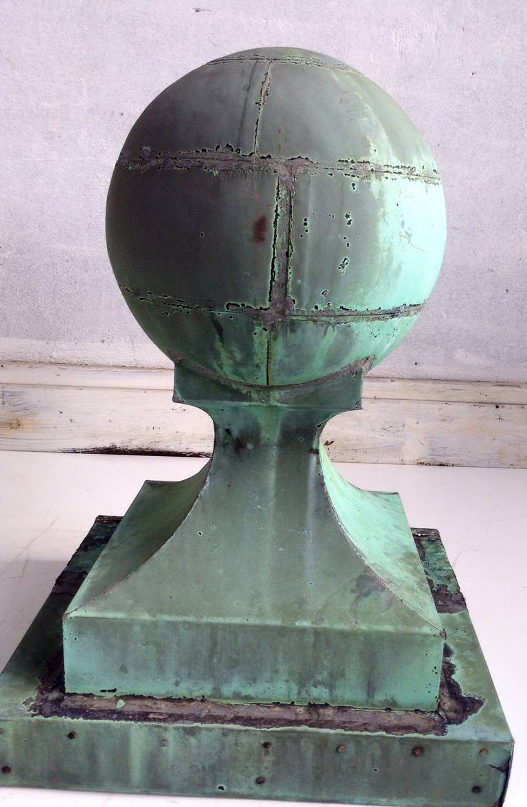 Monumental Pair of Architectural Antique Copper Finials at 1stDibs