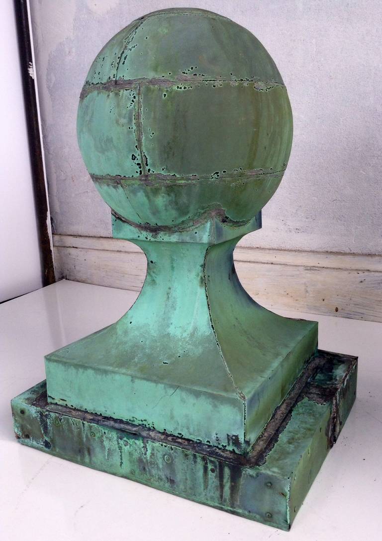 Monumental Pair of Architectural Antique Copper Finials at 1stDibs