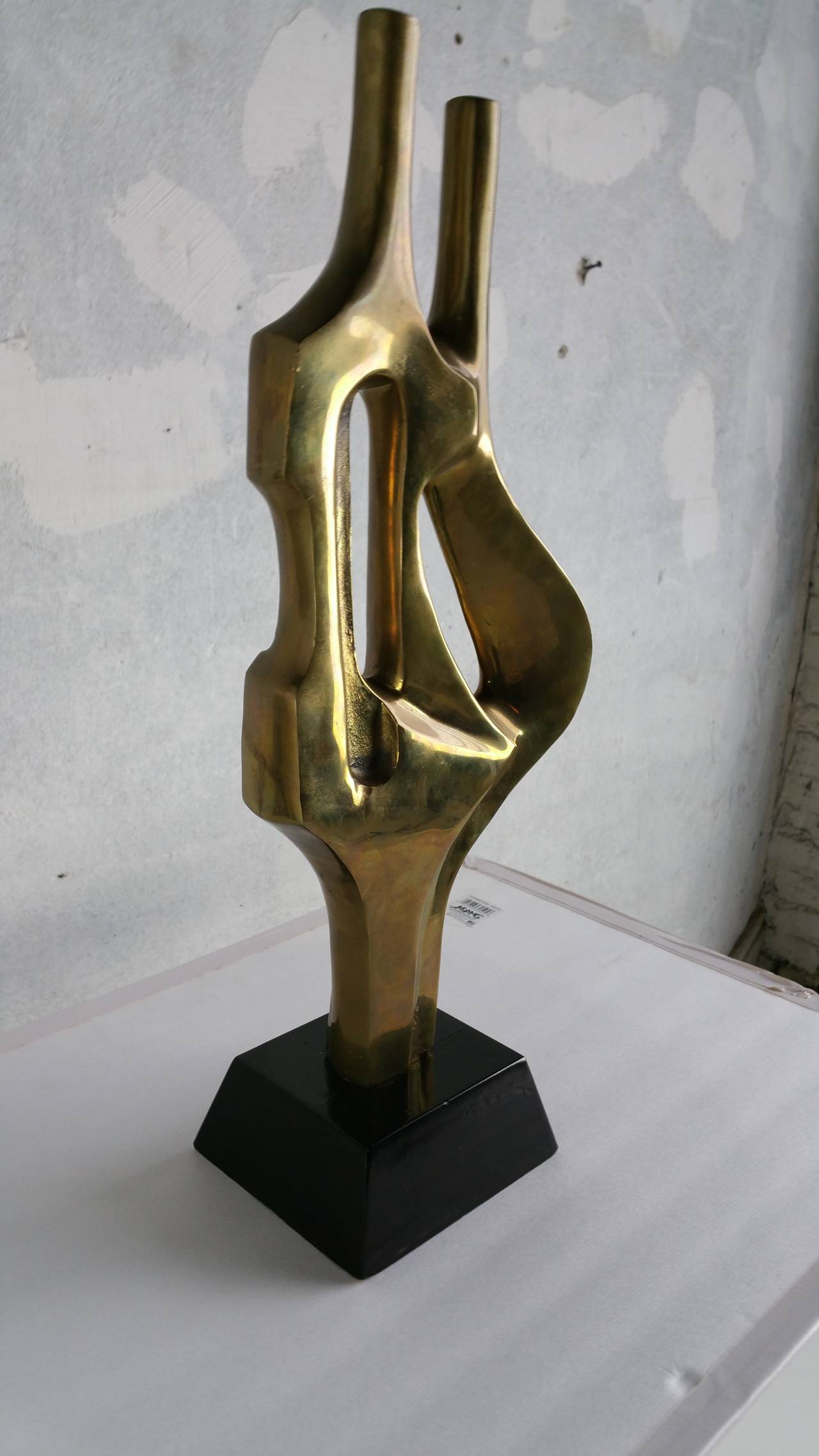 Modernist Abstract Brass Table Sculpture at 1stDibs