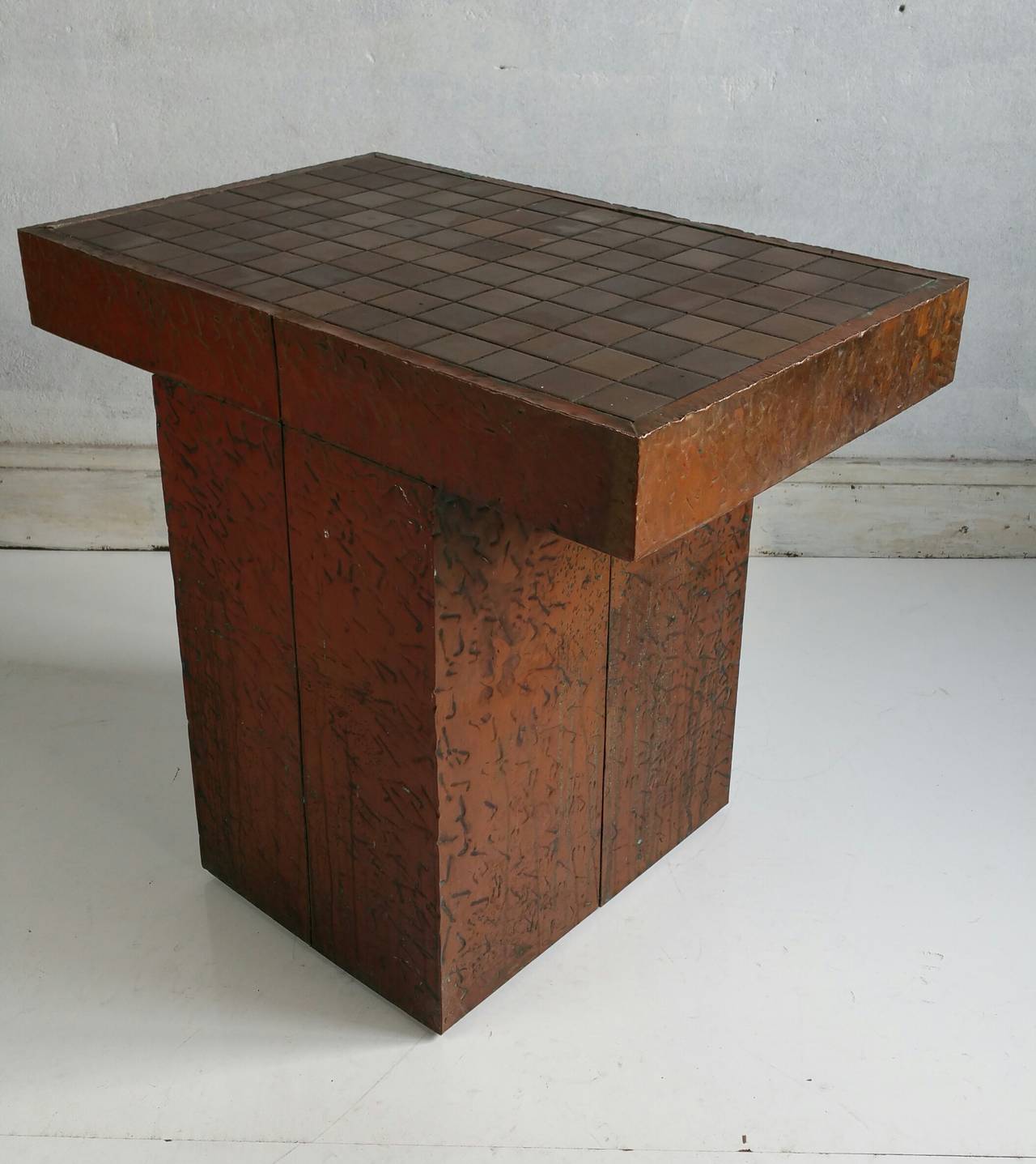 Brutalist Copper and Tile Table,,Architectural Design.manner of Paul ...