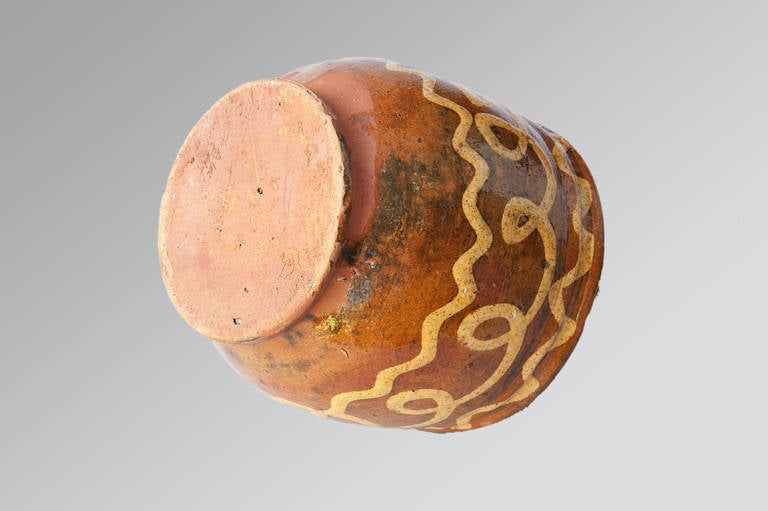 Rare Donyatt Pottery Basket with Naive Slip Decoration For Sale at 1stDibs