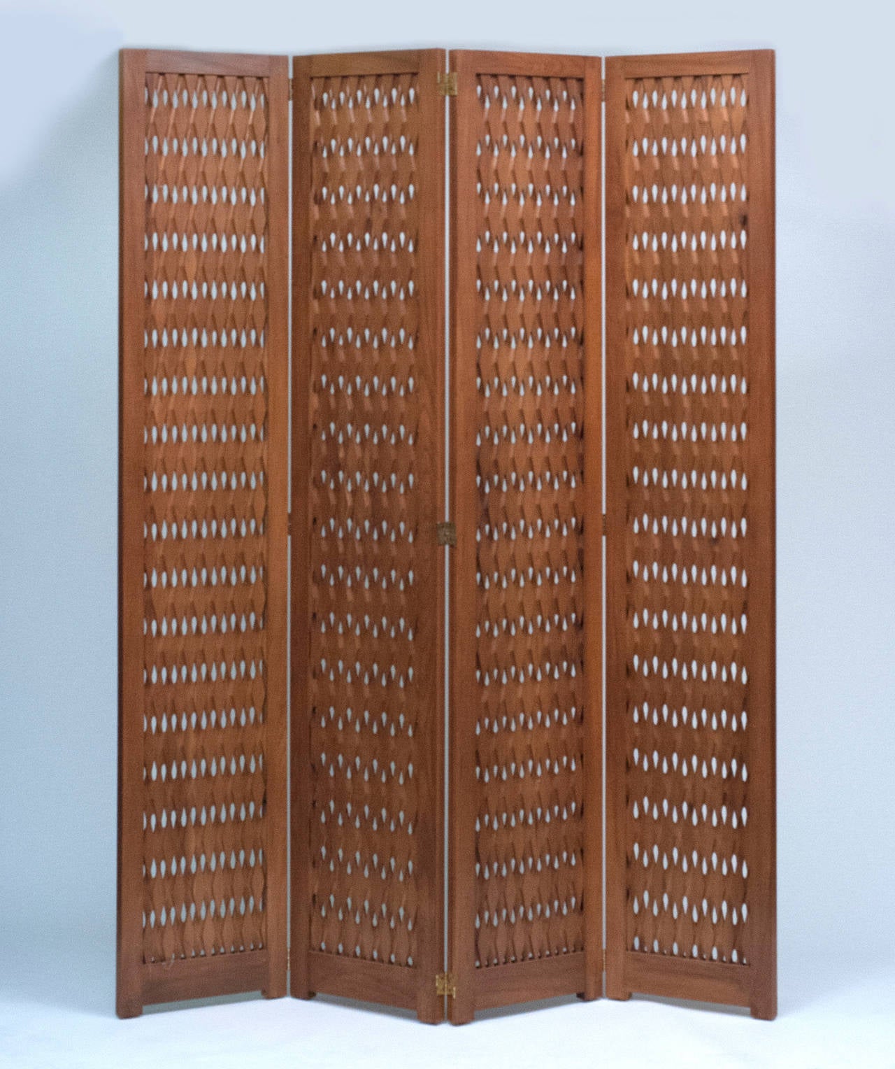 Large Mid-Century Modern Carved Wood Screen Privacy Room Divider at ...