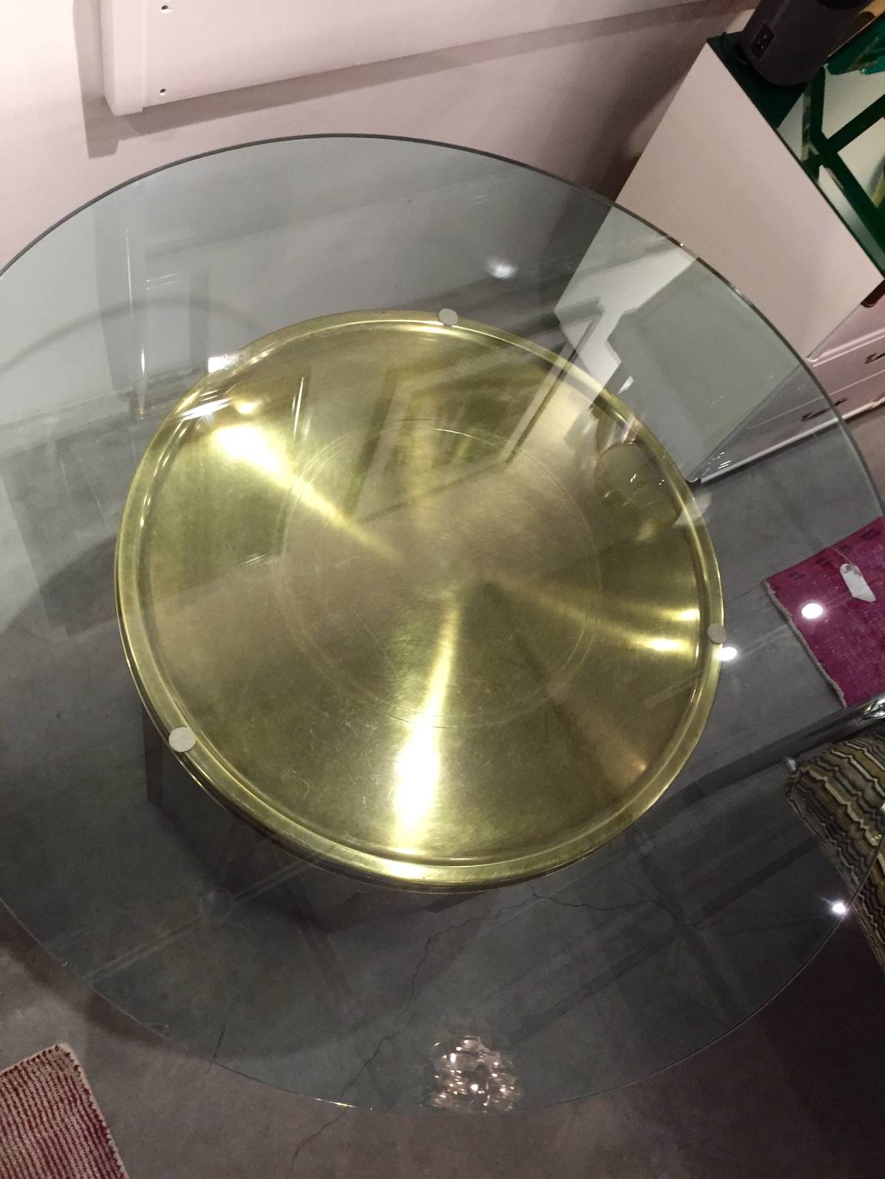 Round Brass Barrel Mastercraft Table Base at 1stDibs