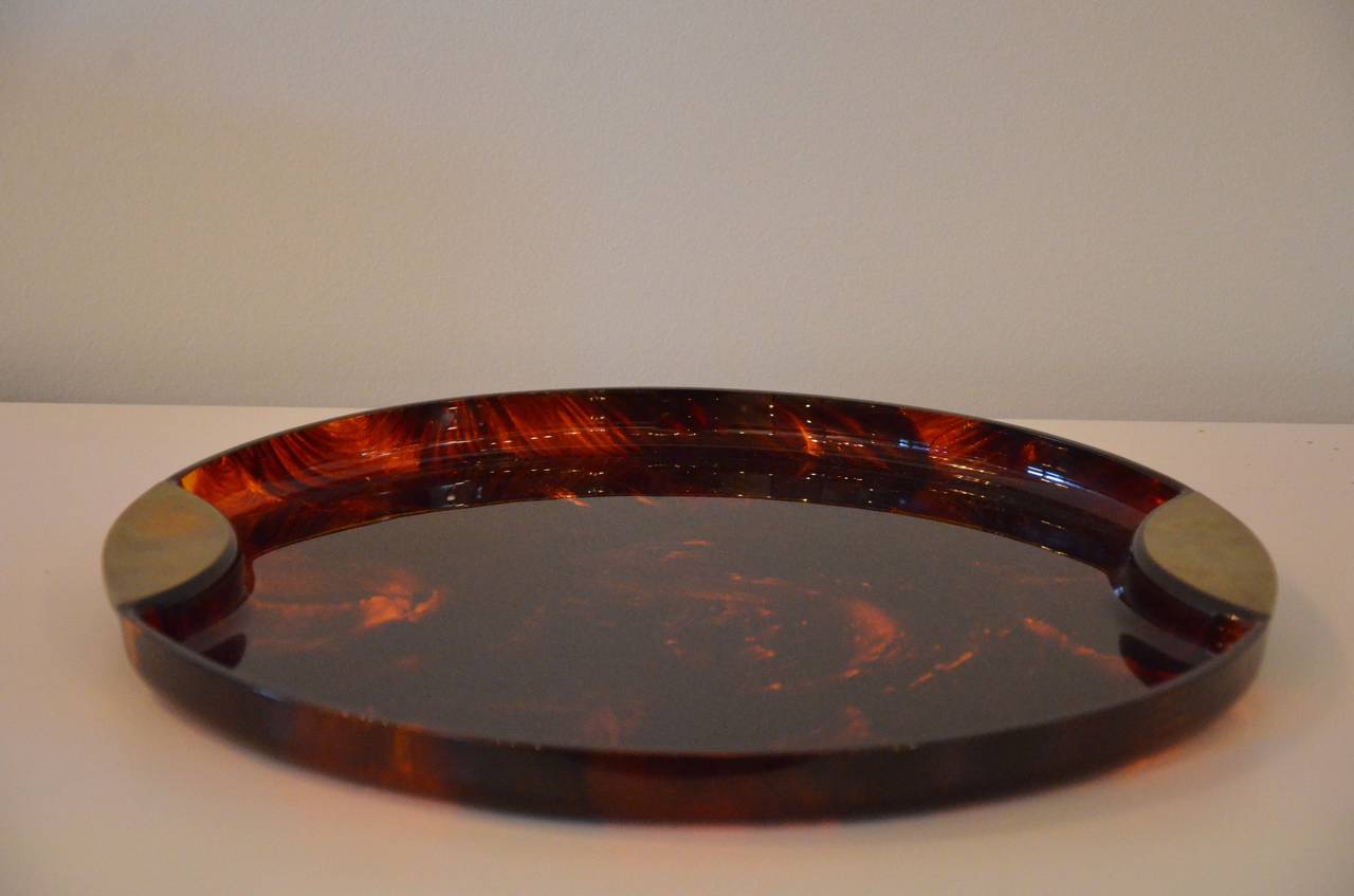 Faux Tortoiseshell Tray with Brass Handles at 1stDibs | faux tortoise ...