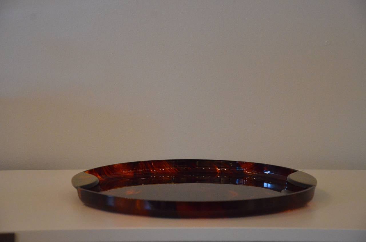 Faux Tortoiseshell Tray with Brass Handles at 1stDibs | faux tortoise ...