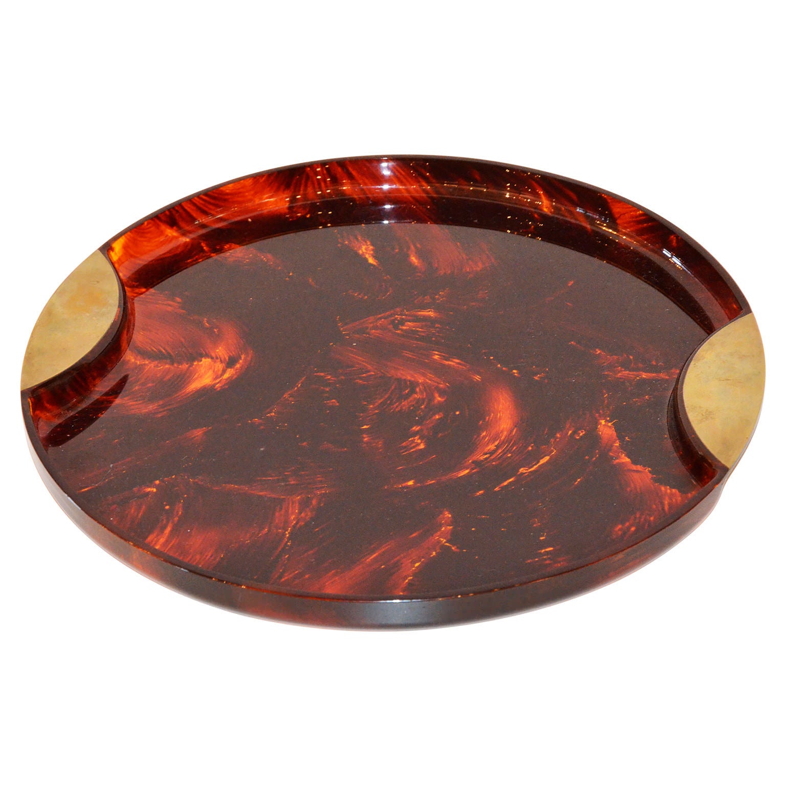 Faux Tortoiseshell Tray with Brass Handles at 1stDibs | faux tortoise ...