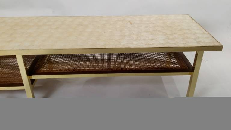 Harvey Probber Capiz Shell, Brass and Cane Cocktail Table at 1stDibs