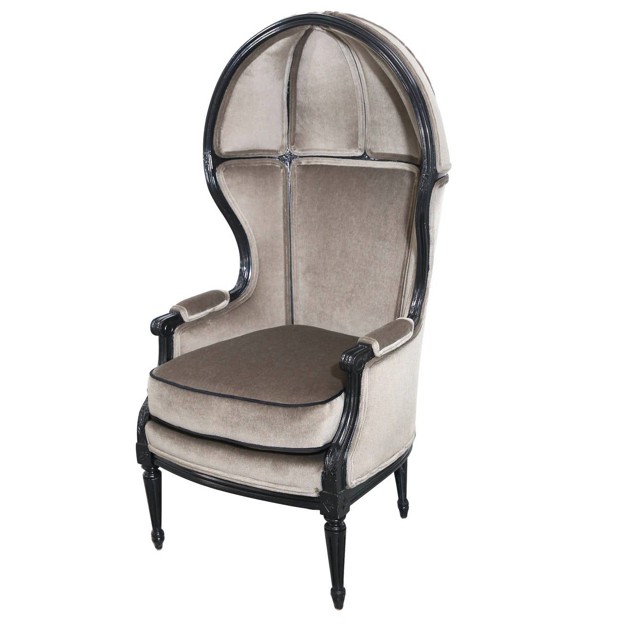 French Hooded Chair Newly Lacquered and Newly Upholstered in Mohair ...